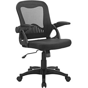 modway advance mesh ergonomic computer desk office chair in black with flip-up arms