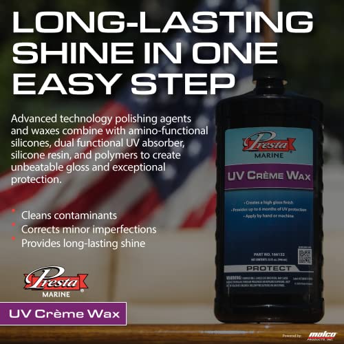 Presta UV Crème Wax - Creates High Gloss Finish and Long-Lasting Shine / Traditional Wax For Use On Fiberglass, Gel Coat and Painted Vehicle Finishes  / 1 Gallon. (166101) 