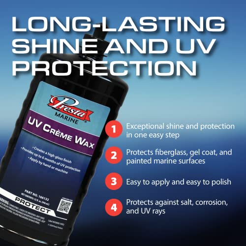 Presta UV Crème Wax - Creates High Gloss Finish and Long-Lasting Shine / Traditional Wax For Use On Fiberglass, Gel Coat and Painted Vehicle Finishes  / 1 Gallon. (166101) 