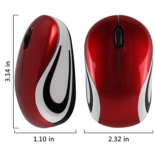 elec Space Mini Small Wireless Mouse for Kids Children 3-7 Years Old Child Size Optical Portable Mini Cordless Computer Mice with USB Receiver for Laptop Computer (Red)