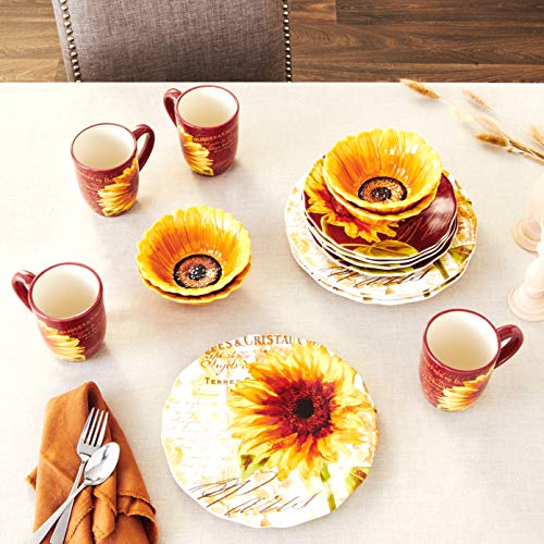 Certified International Paris Sunflower Ceramic Dinnerwae, Mulitcolored