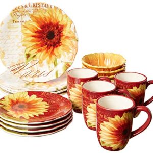 Certified International Paris Sunflower Ceramic Dinnerwae, Mulitcolored