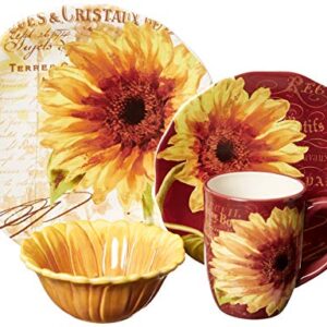 Certified International Paris Sunflower Ceramic Dinnerwae, Mulitcolored