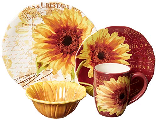 Certified International Paris Sunflower Ceramic Dinnerwae, Mulitcolored