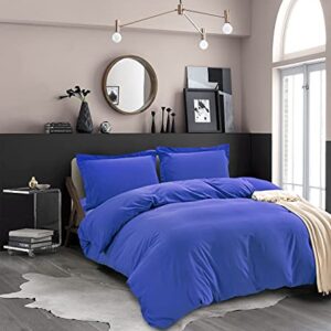 CELINE LINEN Wrinkle & Fade Resistant 3-Piece Duvet Cover Set - Protects and Covers Your Comforter/Duvet Insert, 1500 Series Luxurious 100% - Silky Soft, Full/Queen, Royal Blue