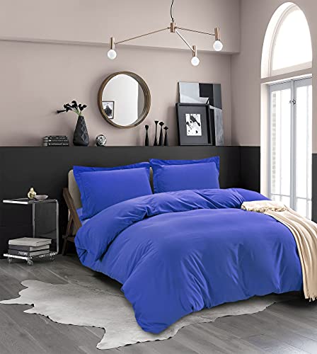 CELINE LINEN Wrinkle & Fade Resistant 3-Piece Duvet Cover Set - Protects and Covers Your Comforter/Duvet Insert, 1500 Series Luxurious 100% - Silky Soft, Full/Queen, Royal Blue