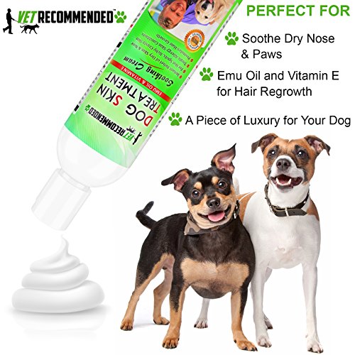 Vet Recommended Dog Dry Skin Cream & Moisturizer - Helps Dog Hair Loss Regrowth - Dry Nose & Cracked Paws - Works with Hot Spots for Dogs - 240ml (8 Oz)