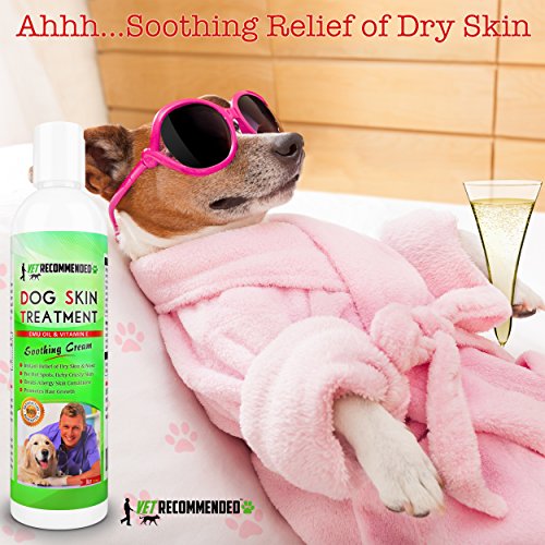 Vet Recommended Dog Dry Skin Cream & Moisturizer - Helps Dog Hair Loss Regrowth - Dry Nose & Cracked Paws - Works with Hot Spots for Dogs - 240ml (8 Oz)