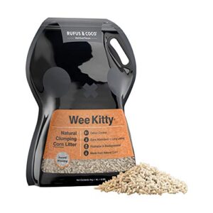 rufus & coco weekitty | natural flushable clumping cat litter | low tracking biodegradable pellets | corn 8.8lbs bag