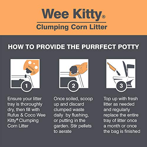 Rufus & Coco WeeKitty | Natural Flushable Clumping Cat Litter | Low Tracking Biodegradable Pellets | Corn 8.8lbs bag