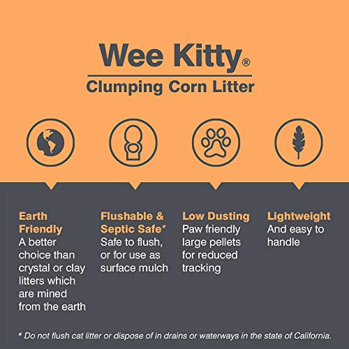 Rufus & Coco WeeKitty | Natural Flushable Clumping Cat Litter | Low Tracking Biodegradable Pellets | Corn 8.8lbs bag