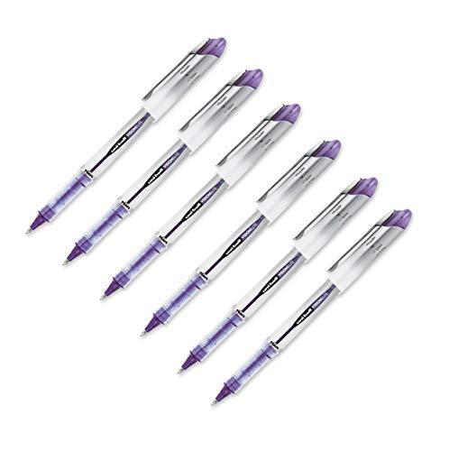 uni-ball Vision Elite Stick Roller Ball Pens, Bold Point, Purple Ink, 6 Pens