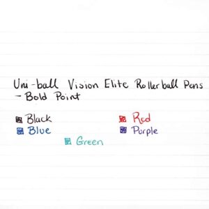 uni-ball Vision Elite Stick Roller Ball Pens, Bold Point, Purple Ink, 6 Pens