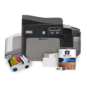 fargo dtc4250e single-side id card printer & supplies package 52000