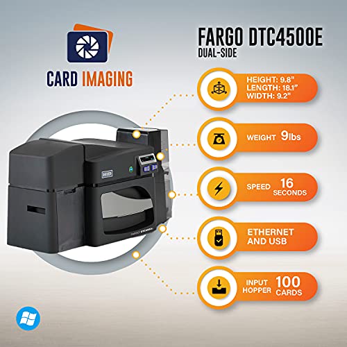 Card Imaging Fargo DTC4500e Dual Side ID Card Printer & Supplies Bundle Software