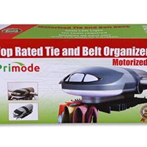 Primode Motorized Tie Rack Stores Up to 50 Ties– Closet Organizer, Holds & Displays Up to 50 Ties Or Belts, Rotation Operates with Batteries. Great Gift Idea for Fathers Day