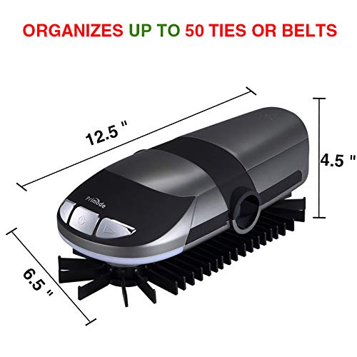 Primode Motorized Tie Rack Stores Up to 50 Ties– Closet Organizer, Holds & Displays Up to 50 Ties Or Belts, Rotation Operates with Batteries. Great Gift Idea for Fathers Day