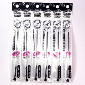 pilot hi-tec-c coleto gel ink pen refill 0.5mm, black, × 6 packs/total 6 pcs (japan import) [komainu-dou original package]