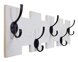 easton wall mounted hooks, coat hooks, towel hooks, key hook, wood coat rack, entryway storage, heavy duty double hooks - 20 colors, 4 sizes - shown in bright ivory white