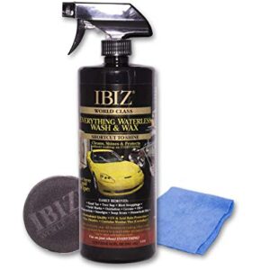 IBIZ Waterless Wash and Wax - 32oz Premium Carnauba Formula - Safe for All finishes - Rinse Free - Long Lasting Shine, Deep Gloss, and Advanced Protection.