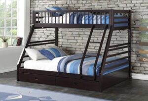 acme furniture xl twin/queen bunk bed with drawers, espresso (ac-37425)