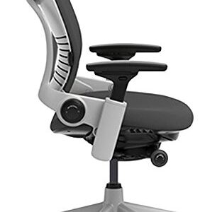 Steelcase Leap Chair with Platinum Base & Hard Floor Caster, Black 21.75D x 27W x 38.5H Inch