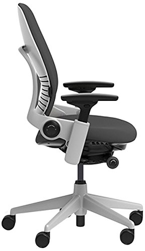 Steelcase Leap Chair with Platinum Base & Hard Floor Caster, Black 21.75D x 27W x 38.5H Inch