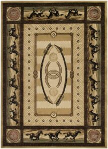 western horse beige 5x7 area rug, 5'3x7'3