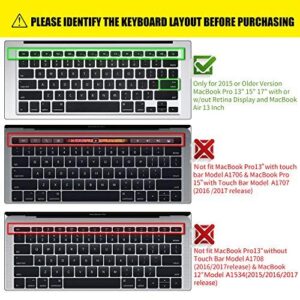 Ultra Thin Clear Keyboard Cover for Old MacBook Air 13 Inch A1466 A1369(Release 2010-2017) & MacBook Pro 13 Inch, MacBook Pro 15 Inch(2015 or Older Version, A1425 A1502 A1278 A1398), TPU