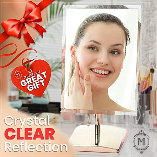 Large Tabletop Face Mirror with Stand - True No Magnification Single Sided Mirror for Retail Store Display Counter, Table Top Vanity & Bathroom Countertop - Frameless Rectangle 9.8" x 7"