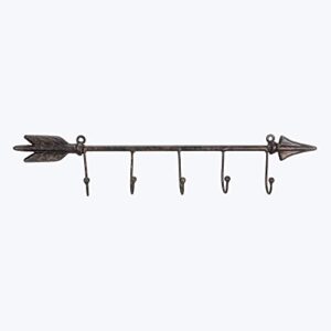 young's inc. hanging metal arrow wall hook - 17" w x 3" h - key holder for wall - jewelry organizer