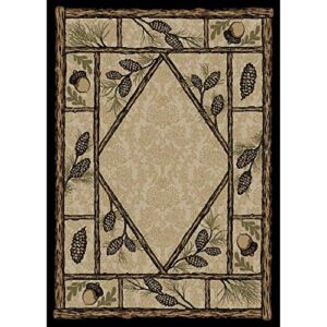 rustic lodge wooded pine cone 8x10 area rug, 7'10x9'10