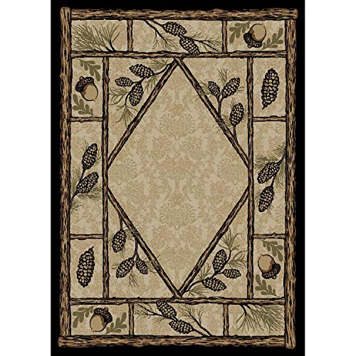 Rustic Lodge Wooded Pine Cone 8x10 Area Rug, 7'10x9'10