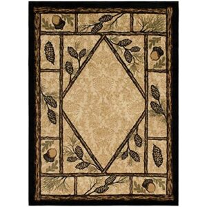 Rustic Lodge Wooded Pine Cone 8x10 Area Rug, 7'10x9'10