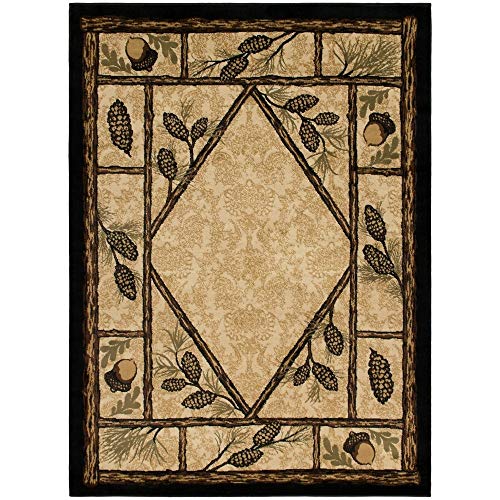 Rustic Lodge Wooded Pine Cone 8x10 Area Rug, 7'10x9'10