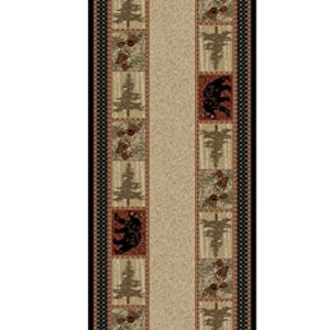 Rustic Lodge Black Bear 2x8 Area Rug, 2'3x7'7