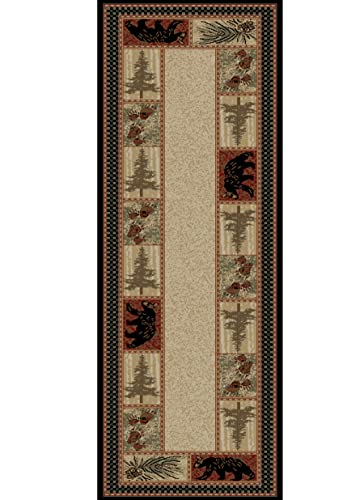 Rustic Lodge Black Bear 2x8 Area Rug, 2'3x7'7