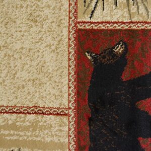 Rustic Lodge Black Bear 2x8 Area Rug, 2'3x7'7