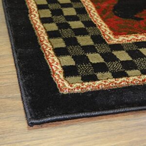 Rustic Lodge Black Bear 2x8 Area Rug, 2'3x7'7