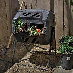 barton tumbler composter composting bins garden easy turn system rotating barrel dual door, 43 gallon