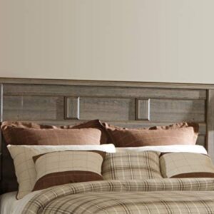 Signature Design by Ashley Juararo Rustic Panel Headboard ONLY, Queen, Weathered Brown