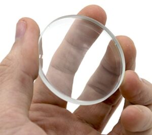 double concave lens, 100mm focal length, 2" (50mm) diameter - spherical, optically worked glass lens - ground edges, polished - great for physics classrooms - eisco labs