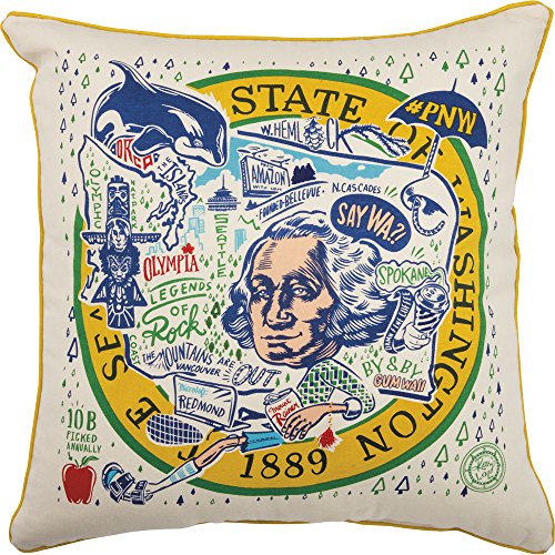 Primitives by Kathy Home State of Washington Decorative Throw Pillow, 20-Inch Square