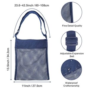 RIMOBUL Sand Away Beach Treasures Seashell Pocket Mesh Bags - Set of 2 (Large) (Navy Blue)