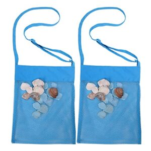 rimobul sand away beach treasures seashell pocket mesh bags - set of 2 (large) (baby blue)