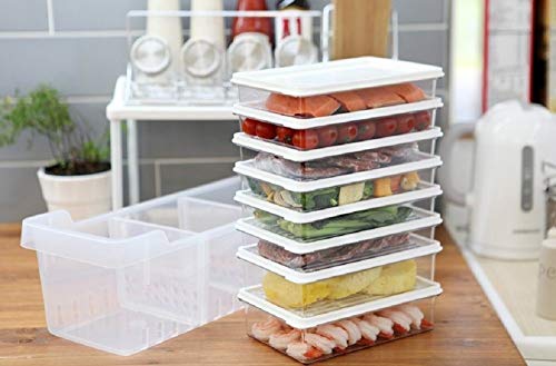 INNOVATION LIVING Kitchen Refrigerator Organizer, Fridge and Freezer Storage Trays Large+Food Containers with Lids L1(6P)+L2(2P), Set of 9, Premium A