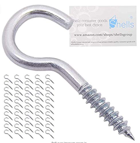 Shells 50PCS Silver Color Zinc Plated 0.78 Inch Metal Cup Hooks Round End Screw Hooks Self-tapping Screws Hooks 2#