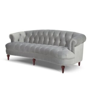 jennifer taylor home la rosa victorian chesterfield tufted sofa, opal grey velvet