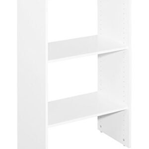 ClosetMaid SuiteSymphony Wood Shelf Unit, 2 Shelves, Adjustable For Storage, Closet, Clothes, Shoes, Décor, TV, Books, Pure White, 25" Tower Base