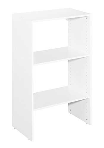 ClosetMaid SuiteSymphony Wood Shelf Unit, 2 Shelves, Adjustable For Storage, Closet, Clothes, Shoes, Décor, TV, Books, Pure White, 25" Tower Base